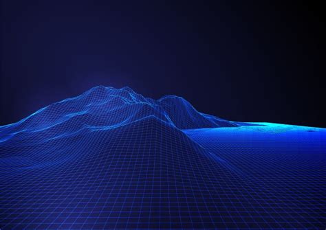 Retro Abstract Wireframe Digital Landscape Vector Image