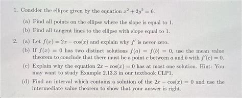 Solved Consider The Ellipse Given By The Equation Chegg