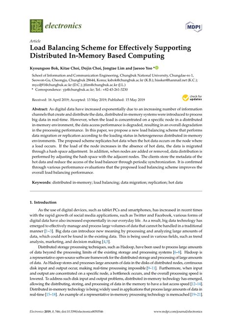 Pdf Load Balancing Scheme For Effectively Supporting Distributed In Memory Based Computing