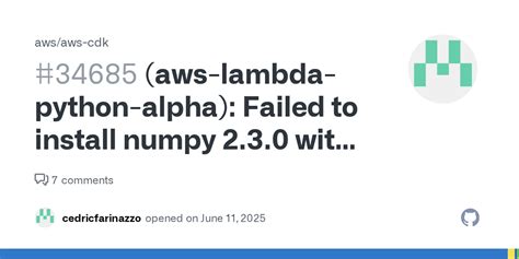 Aws Lambda Python Alpha Failed To Install Numpy 230 With Python 311 Or Lower · Issue