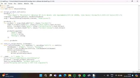 intern at prodigy infotech uses web scraping roshan ram koushik