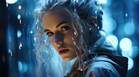 Premium Ai Image Futuristic Shot Human Merging With Digital Code