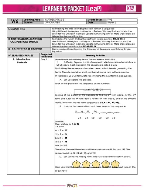 Math 5 Week 6 8 2nd Q Pdf Circle Time