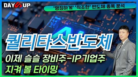 퀄리타스반도체 주가전망 이제는 슬슬 장비주 Ip주들 지켜볼 타이밍 Youtube
