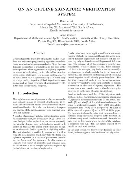 Pdf On An Offline Signature Verification System