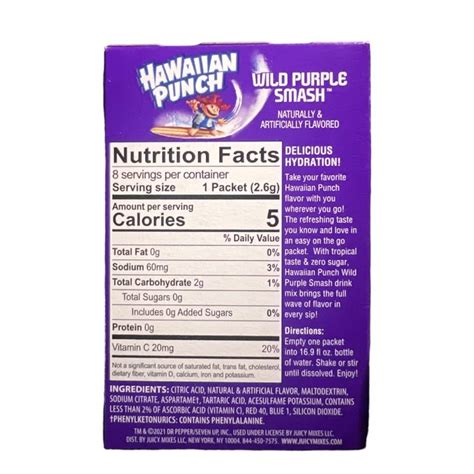 4x Hawaiian Punch Wild Purple Smash Drink Mix Juice Packets Singles To
