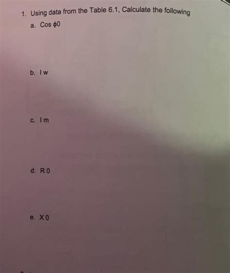 solved v tabulation table 6 1 open circuit test data1