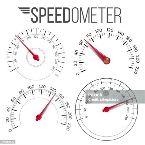 속도계 설정된 벡터입니다 자동차 추상 콘솔 게이지 속도계 타코미터입니다 교통 디자인을 경주에 대 한 일러스트 레이 션 원형에