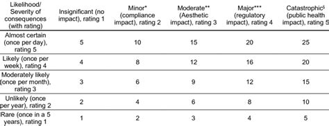 The Scoring Matrix For Risk Ranking By Semi Quantitative Method