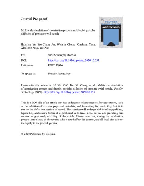 Pdf Multiscale Simulation Of Atomization Process And Droplet