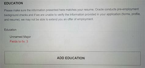 oracle application form error i am applying for jobs and any company