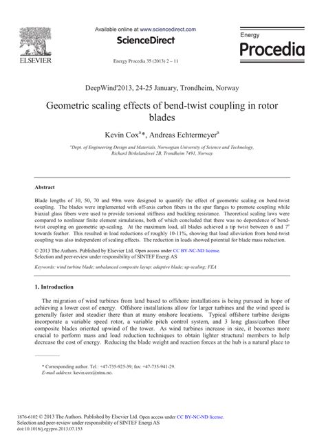 Pdf Geometric Scaling Effects Of Bend Twist Coupling In Rotor Blades
