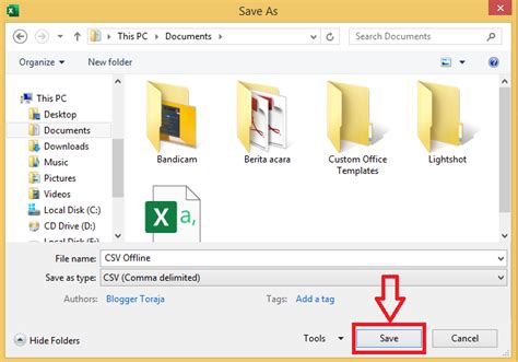 cara convert excel ke csv offline dan online blogger toraja