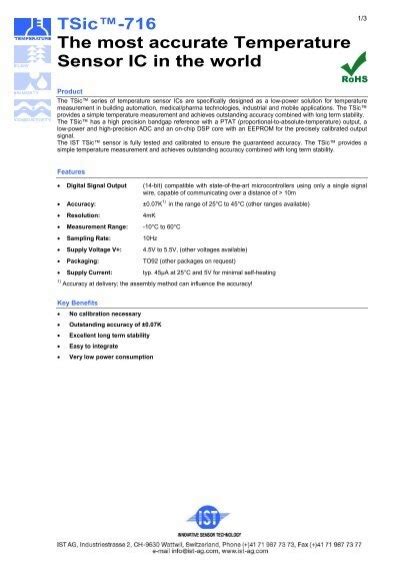 TSic The Most Accurate Temperature Sensor IC In The World