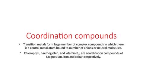 Nomenclature Part 1 Coordination Compounds Pptx