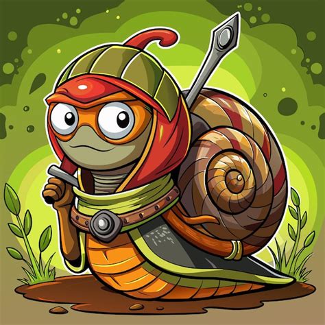 A Snail With A Shield On Its Head And A Shield With A Shield On It