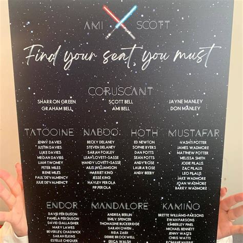 Custom Star Wars Wedding Table Names Table Numbers Seating Table Names Made To Order Etsy