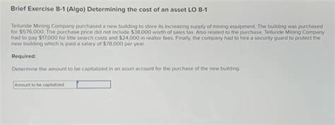 Solved Brief Exercise Algo Determining The Cost Of An Chegg Com