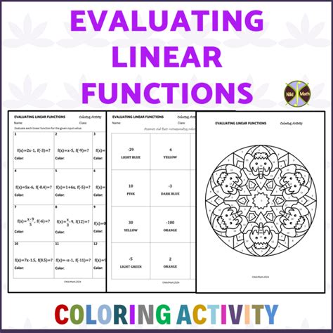 Evaluating Linear Functions Coloring Activitycolor By Code Teacher Professional Development