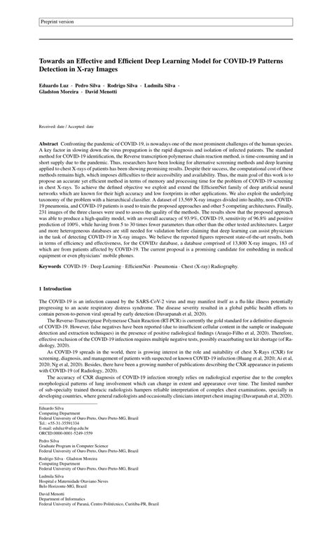 Pdf Towards An Effective And Efficient Deep Learning Model For Covid Patterns Detection In