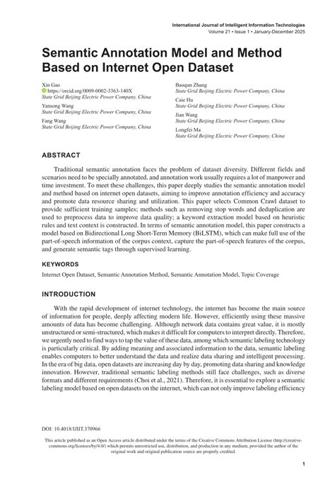 Pdf Semantic Annotation Model And Method Based On Internet Open Dataset