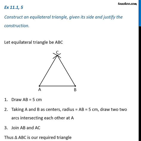 ex 11 1 5 construct an equilateral triangle given its side
