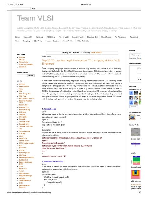 Team Vlsi Tcl Pdf Scripting Language Regular Expression