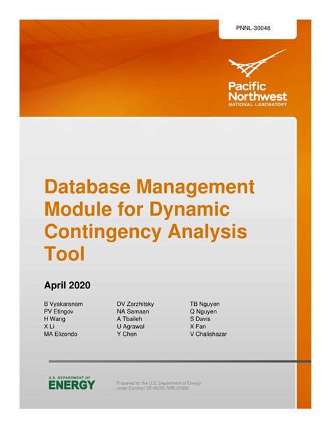 Pdf Database Management Module For Dynamic Contingency Analysis Tool