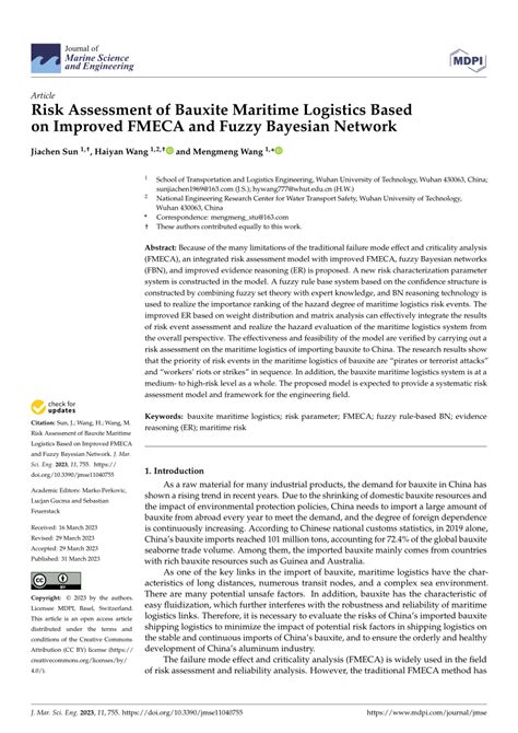 Pdf Risk Assessment Of Bauxite Maritime Logistics Based On Improved Fmeca And Fuzzy Bayesian