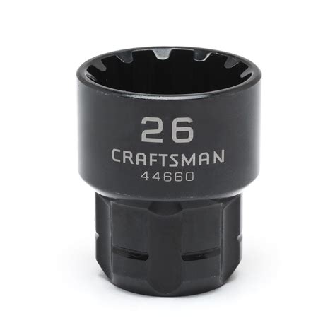 Craftsman Socket Universal Max Axess 1 2 In Drive 26 Mm Pass Through Type Metric Black Oxide