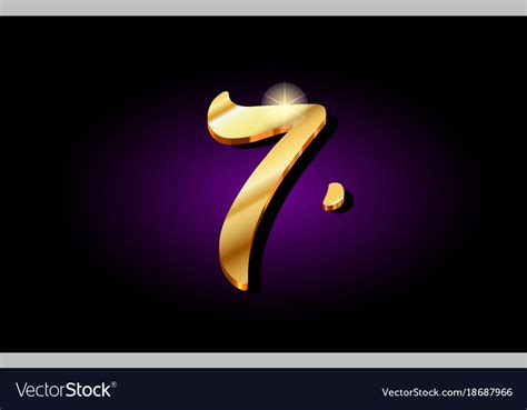 7 Seven Number Numeral Digit Golden 3d Logo Icon Vector Image