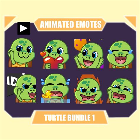 Turtle Animated Emote Pack For Twitch Youtube Emotes Discord Emotes