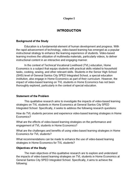 Qualitative Research Paper Chapter 1 To 3 Pdf Learning