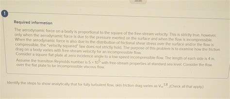 Solved Required Information The Aerodynamic Force On A Body
