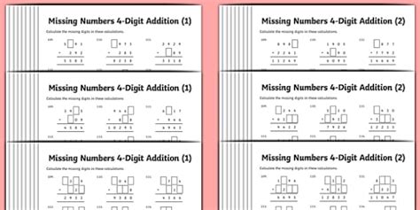 Addition Sums Adding Digits Differentiated Worksheets