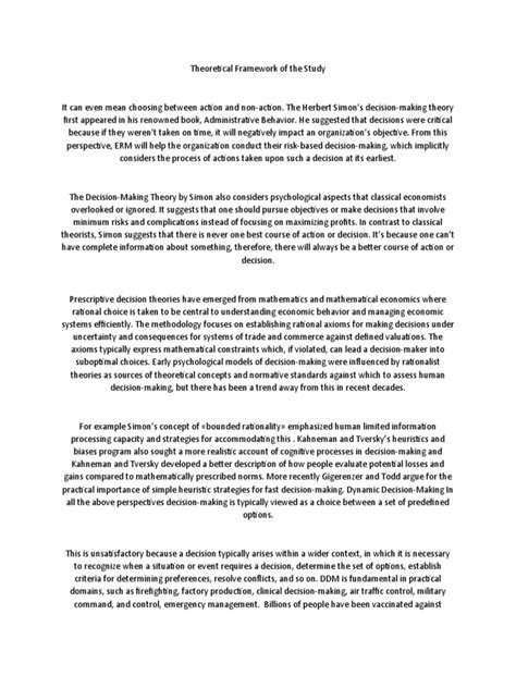 Theoretical Framework Of The Study Research Pdf Decision Theory