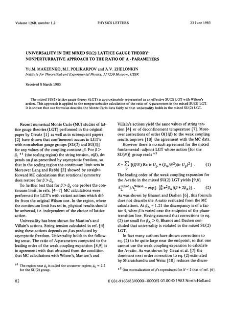 Pdf Universality In The Mixed Su2 Lattice Gauge Theory
