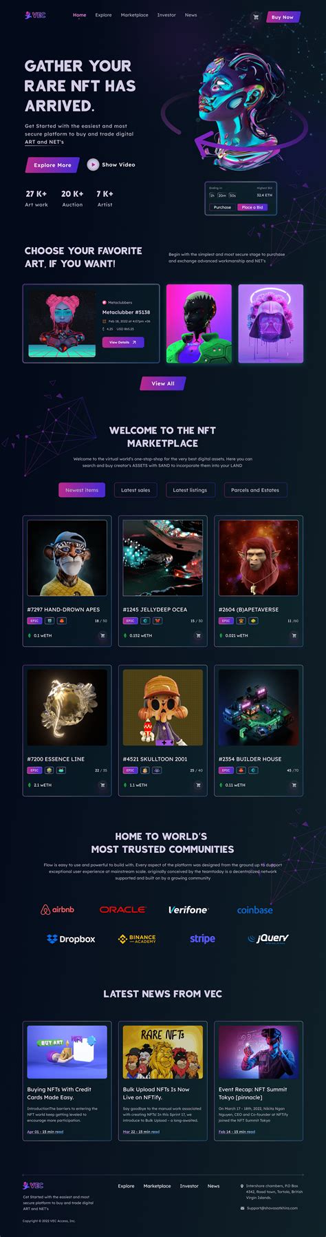 Nft Landing Page Ui Design Behance