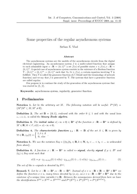 Pdf Some Properties Of The Regular Asynchronous Systems