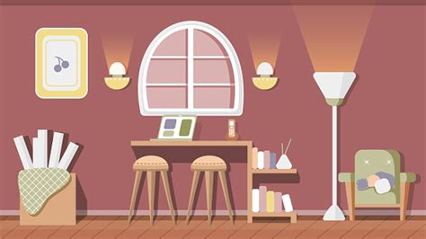 사람이없는 홈 오피스 인테리어 현대 직장 테이블 램프 노트북 의자가있는 캐비닛 룸 원격 작업 프리랜서 플랫 벡터