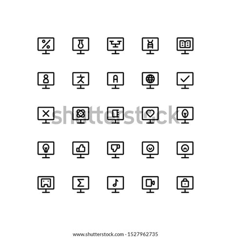 Set Classroom Presentation Board Outline Style Stock Vector Royalty