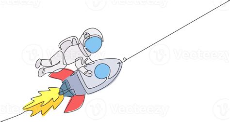 One Continuous Line Drawing Spaceman Astronaut Science Discovering