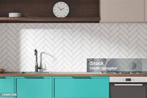 세면대와 스토브 선반 주방용품이 있는 컬러 홈 키친 인테리어 부엌에 대한 스톡 사진 및 기타 이미지 부엌 3차원 형태 0명 Istock