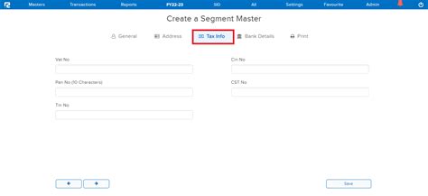 Create Segment Branch Realbooks Cloud Accounting Software