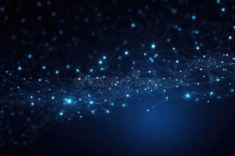 Abstract Technology Background With Connection Lines And Dots 3d Rendering Dark Blue And Glow