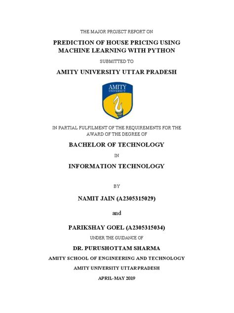 Prediction Of House Pricing Using Machine Learning With Python Pdf