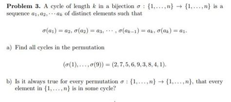 Solved Problem 3 A Cycle Of Length K In A Bijection O