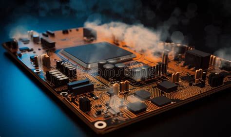 Circuit Board Components With Microchip Microschematic Board Generative Ai Stock Illustration