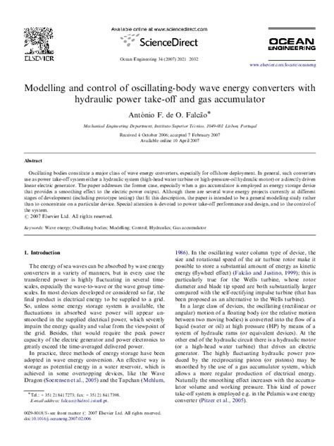 Pdf Modelling And Control Of Oscillating Body Wave Energy Converters
