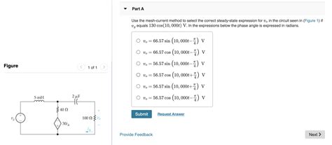 Solved Part A Use The Mesh Current Method To Select The Chegg Com